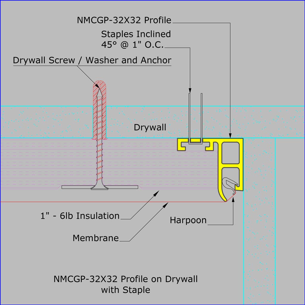 NMCGP-32X32 – Mounted on Drywall with Staples – NEWMAT Stretch Ceiling ...